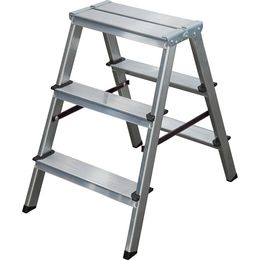 eurokraft basic Stufenstehleiter, beidseitig begehbar, 2 x 3 Stufen