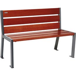 PROCITY Sitzbank SILAOS® aus Holz, mit Rückenlehne, Länge 1200 mm, anthrazitgrau, mahagoni
