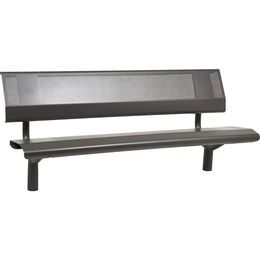 PROCITY Sitzbank OSLO aus Stahl, Sitzhöhe 450 mm, Länge 1800 mm, anthrazitgrau, mit Rückenlehne