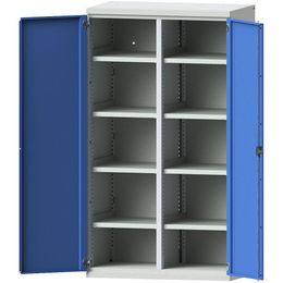 eurokraft pro Schwerlastschrank aus Stahl, 8 Fachböden, lichtgrau/lichtblau