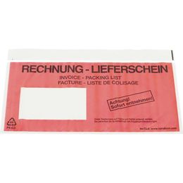 ratioform Dokumententaschen Premium light, mit Fenster, Aufdruck Lieferschein - Rechnung, VE 250 Stk, DIN lang, Anklebeverschluss, ab 10 VE
