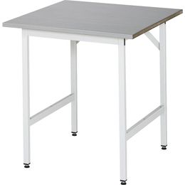 Rau Arbeitstisch, höhenverstellbar, Gestell 30 x 30 mm, Edelstahlplatte, BxT 750 x 800 mm