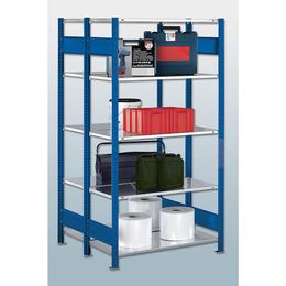 eurokraft pro Steckregal, doppelreihig, Fachboden-BxT 1000 x (2 x 400) mm, blau, Höhe 2000 mm, Grundregal