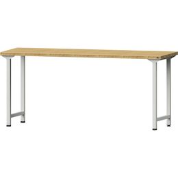 ANKE Werkbank, Gestellbauweise Serie V, Grundmodell, BxT 2000 x 700 mm, Buchemassivplatte, Höhe 890 mm