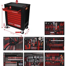 KS Tools Werkstattwagen PERFORMANCE PLUS mit Werkzeug, P15, mit 397 Werkzeugen, für 7 Schubladen