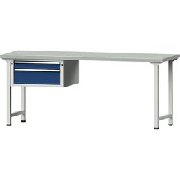ANKE Werkbank, Gestellbauweise Serie V, 2 Schubladen, Breite 2000 mm, Stahlblechbelag