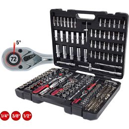 KS Tools CHROMEplus Steckschlüssel-Satz 1/4'' + 3/8'' + 1/2'', 195 Teile, hochglanzverchromt