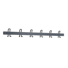 eurokraft pro Garderobenleiste mit Doppelhaken, Länge 1500 mm, 6 Doppelhaken, basaltgrau