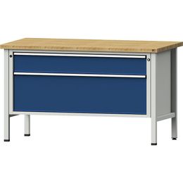 ANKE Werkbank, Gestellbauweise Serie V, 2 XXL-Schubladen, Höhe 890 mm, Buche massiv