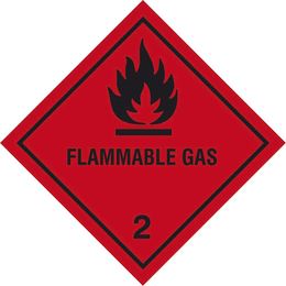 ratioform Gefahrgutaufkleber, Entz&uuml;ndbare Gase (Gefahr der Klasse 2), mit Text, VE 500 Stk, rot, ab 20 VE