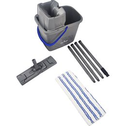 eurokraft basic Nasswischeimer-Set, mit 4-teiligem Stiel und Mikrofaser-Mopp, 15-l-Eimer