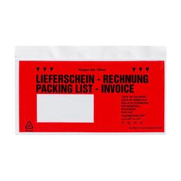ratioform Dokumententaschen Premium light, mit Fenster, Aufdruck Lieferschein - Rechnung, VE 250 Stk, DIN lang, Repetierverschluss, ab 10 VE