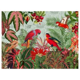 Platzset, "Farbenfrohe Papagein im exotischen Blüten Dschungel"