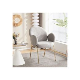 Odikalo Esszimmerstuhl 2 Freizeitstühle Teddy Samt Sessel Sofa Stühle Metallbeinen Weiss/Grau