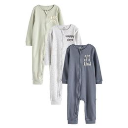 next Schlafoverall 3 Baby-Schlafanzüge mit Reißverschluss (3-tlg)