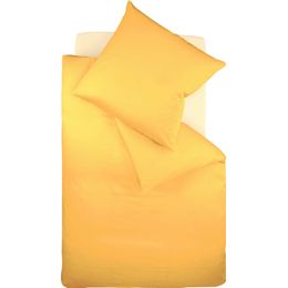 Bettwäsche Fleuresse "Colours in 135x200, 155x220 oder 200x200 cm" Gr. B/L: 135 cm x 200 cm (1 St.), B/L: 80 cm x 80 cm (1 St.), Interlock-Jersey, gelb (sonne) Bettwäsche 135x200 cm