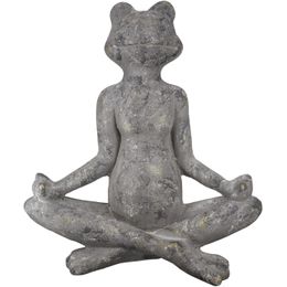 Tierfigur Gilde "Frosch Yoga" Dekofiguren Gr. B/H/T: 46 cm x 50,5 cm x 21 cm, grau (anthrazitfarben, grau) Tierfiguren