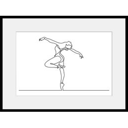 Bild queence "Polina" Bilder Gr. B/H: 60 cm x 50 cm, Wandbild Frau Querformat, schwarz-weiß (schwarz, weiß) Kunstdrucke gerahmt, Ballerina, Ballett