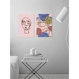 Bild queence "Tré" Bilder Gr. B/H: 50 cm x 70 cm, Wandbild Abstrakt Hochformat, 1 St., rosa Kunstdrucke