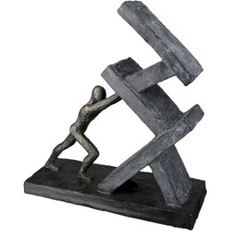 Dekofigur CASABLANCA BY GILDE "Skulptur "Holding"" Dekofiguren Gr. B/H/T: 22 cm x 23,5 cm x 7,5 cm, grau (anthrazit) Deko-Objekte