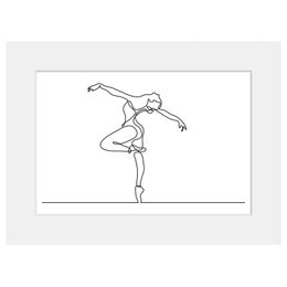 Bild queence "Polina" Bilder Gr. B/H: 60 cm x 50 cm, Wandbild Frau Querformat, schwarz-weiß (weiß) Kunstdrucke gerahmt, Ballerina, Ballett