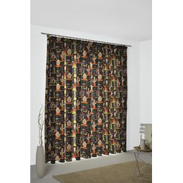 Vorhang WIRTH "Oakham" Gardinen Gr. 225 cm, Multifunktionsband, 132 cm, orange (schwarz, terra) Esszimmergardinen