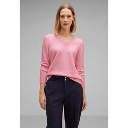 Street One V-Ausschnitt-Pullover in Melange Optik, rosa