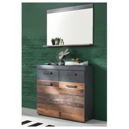 TRENDTEAM Garderoben-Set, Garderobenmöbel Garderoben-Kombi Flurschrank Braun/Grau 90x192x34cm