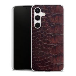DeinDesign Galaxy S24 Handy Silikon H&uuml;lle Case transparent Handyh&uuml;lle Leather Crocodile Animal Print Silikon Case