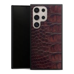 DeinDesign Galaxy S24 Ultra Handy Premium Silikon H&uuml;lle Handyh&uuml;lle schwarz Case Leather Crocodile Animal Print Silikon Premium Case