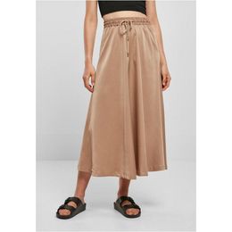 Urban Classics Sommerrock Damen Ladies Satin Midi Skirt (1-tlg), grau