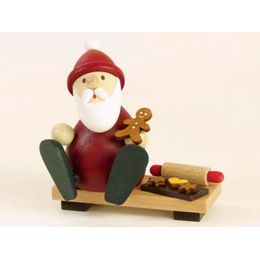 Ullrich Kunsthandwerk Weihnachtsmann Weihnachtsmann auf Bank mit Lebkuchenmann