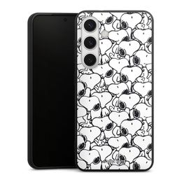 DeinDesign Galaxy S24 Handy Premium Silikon H&uuml;lle Handyh&uuml;lle schwarz Case Peanuts Snoopy Muster Silikon Premium Case