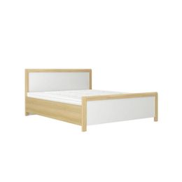 JVmoebel Bett Schlafzimmer Holzbett Weißes Doppelbett Designer Helles Holzgestell (1-tlg.