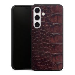 DeinDesign Galaxy S24 Handy Premium Silikon H&uuml;lle Handyh&uuml;lle schwarz Case Leather Crocodile Animal Print Silikon Premium Case