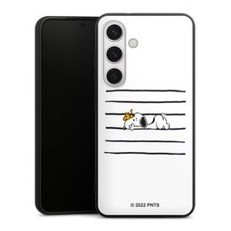 DeinDesign Galaxy S24 Handy Premium Silikon H&uuml;lle Handyh&uuml;lle schwarz Case Snoopy Dog Peanuts Silikon Premium Case