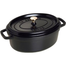 Staub Bräter Cocotte, Gusseisen (1-tlg), Gusseisen, oval, robust und langlebig, oval, Induktion, schwarz