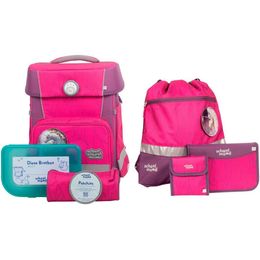 School-Mood® Schulranzen Champion Maxx, Luisa (Einhorn) (Set, 7-tlg), mit LED-Patchy; aus recyceltem Material, rosa