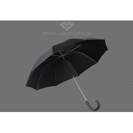 Euroschirm® Stockregenschirm Brilliant Luxus, schwarz, mit Griff aus Leder, schwarz