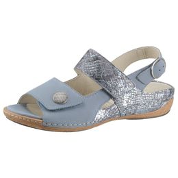 Waldläufer Waldläufer HELIETT Riemchensandale, Sommerschuh, Sandalette, Keilabsatz, mit Prägung, H-Weite, blau