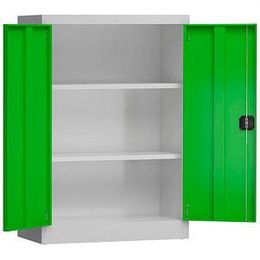 Classix Stahlschrank X-530325 lichtgrau, gelbgrün 92,0 x 42,0 x 120,0 cm, aufgebaut