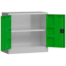 Classix Stahlschrank X-530305 lichtgrau, gelbgrün 80,0 x 38,0 x 75,0 cm, aufgebaut