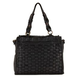 Melina C Leder-Schultertasche "Enemonzo" in Schwarz - (B)37 x (H)30 x (T)13 cm