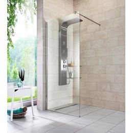 Welltime Duschwand Duschabtrennung, Sicherheitsglas, Duschabtrennung in 4 verschiedenen Breiten (80-120cm), Walk-In, weiß
