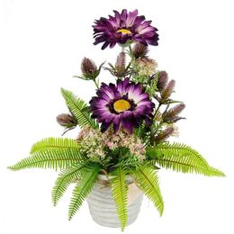 Kunstblume Arrangement aus Gerbera im Topf aus Keramik, I.GE.A., Höhe 36 cm, Tischgestecke Blumendekoration Seidenblumen Künstliche Blumen, lila