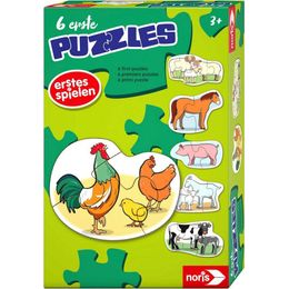 Noris Puzzle 6 erste Puzzles - Bauernhoftiere, 19 Puzzleteile, bunt
