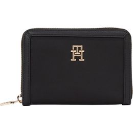 Tommy Hilfiger Geldbörse TH ESSENTIAL S MED ZA, mit goldfarbenen Details, schwarz