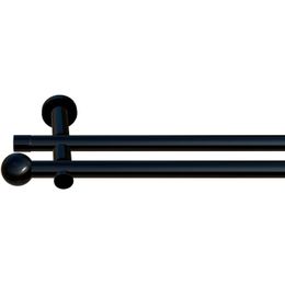 Gardinenstange Colombes, Indeko, Ø 20 mm, 2-läufig, Wunschmaßlänge, verschraubt, Komplett-Set inkl. Montagematerial, schwarz