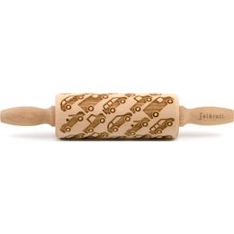 Folkroll Teigroller 3D-Motiv-Teigrolle Buchenholz, Autos, beige|braun