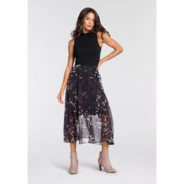 Laura Scott Chiffonkleid mit elegantem Blumen-Print - NEUE KOLLEKTION, schwarz